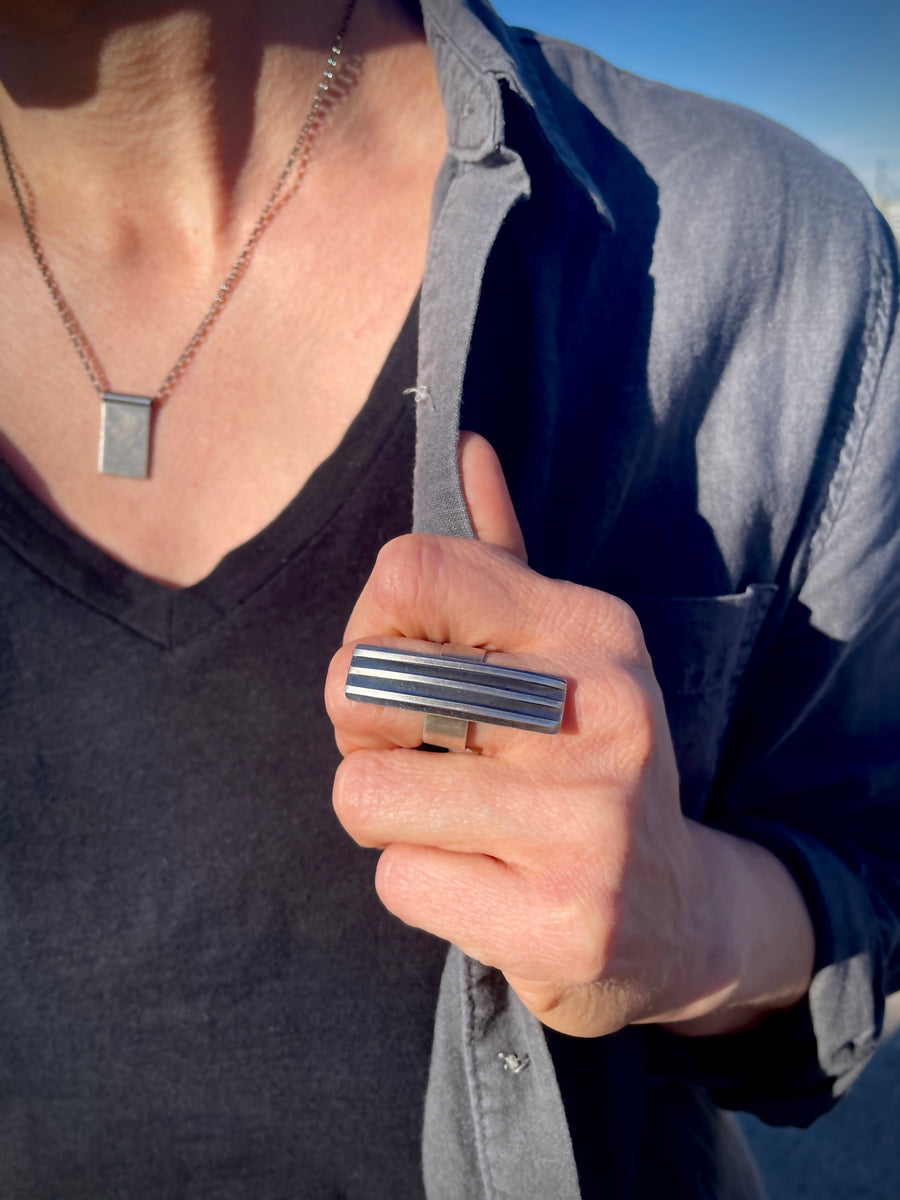 Banner Necklace- Silver modern necklace – Covert Metals